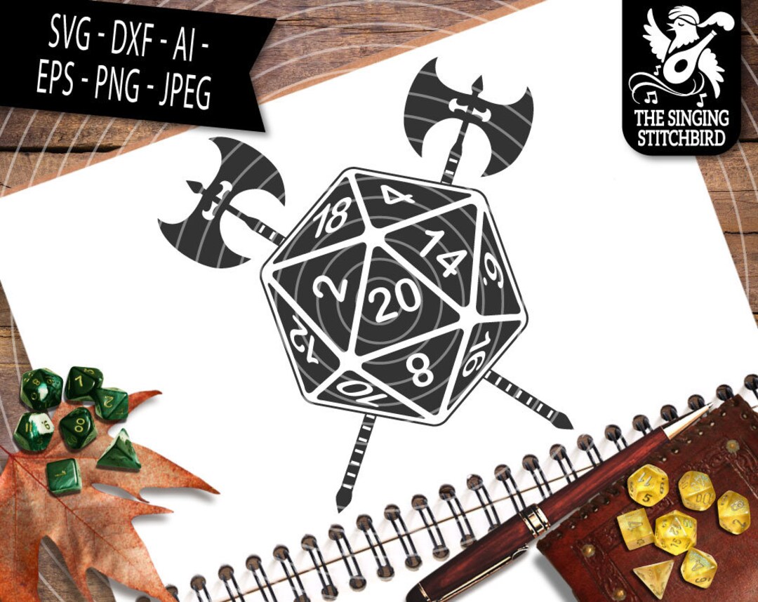 D20 Axes Black - Dice SVG, Dungeons and Dragons Commercial Use ...