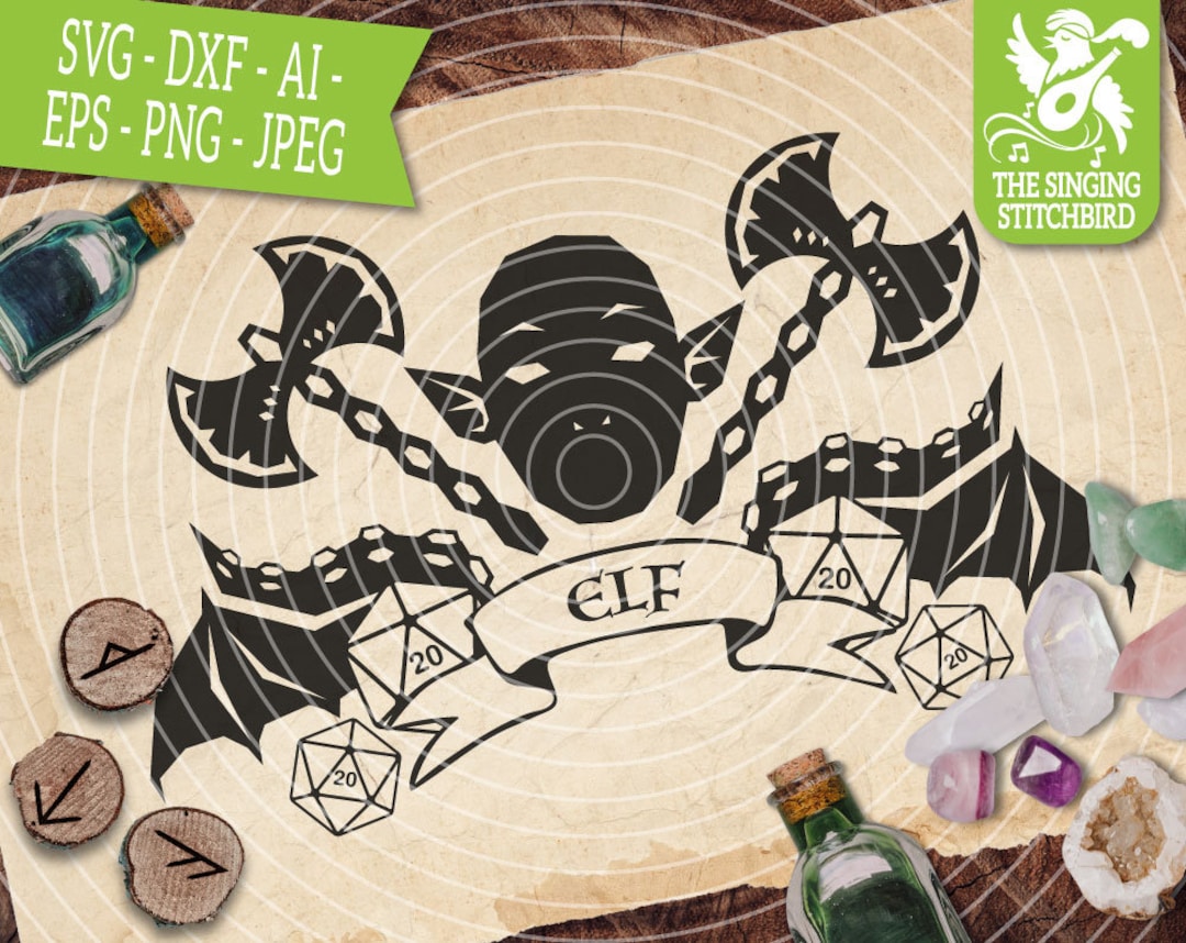 Elf Emblem 2 SVG, Dungeons and Dragons Commercial Use, Silhouette SVG ...