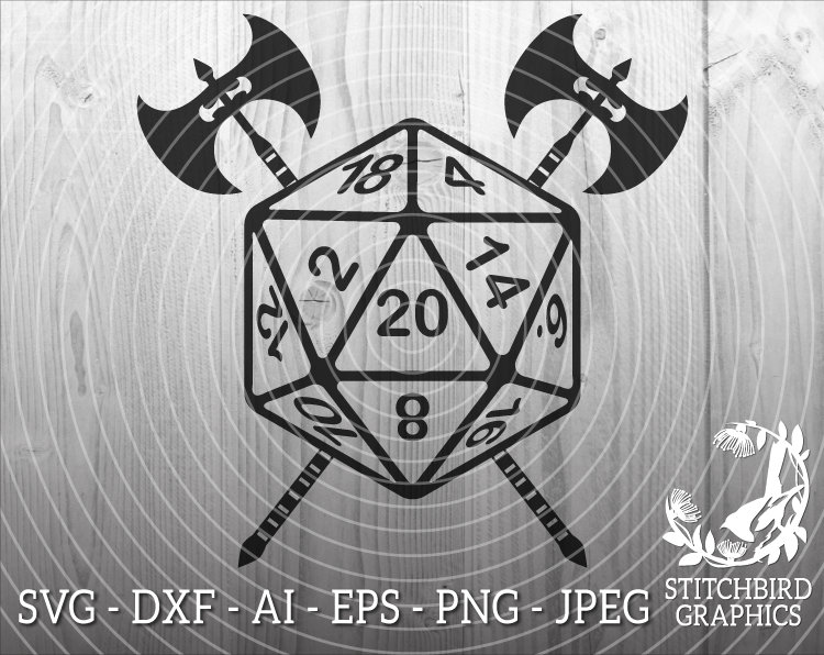 D20 Dice Axes White SVG Dungeons and Dragons Commercial Use | Etsy