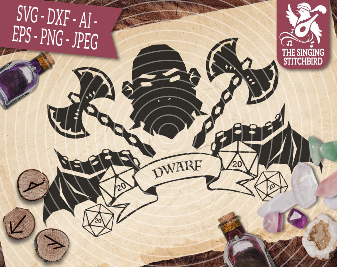 Dwarf Emblem 2 SVG, Dungeons and Dragons Commercial Use, Silhouette SVG ...
