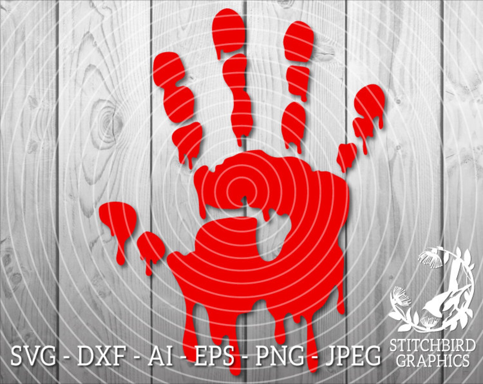 Bloody Hand-print SVG DXF Instant Download Stitchbird | Etsy UK