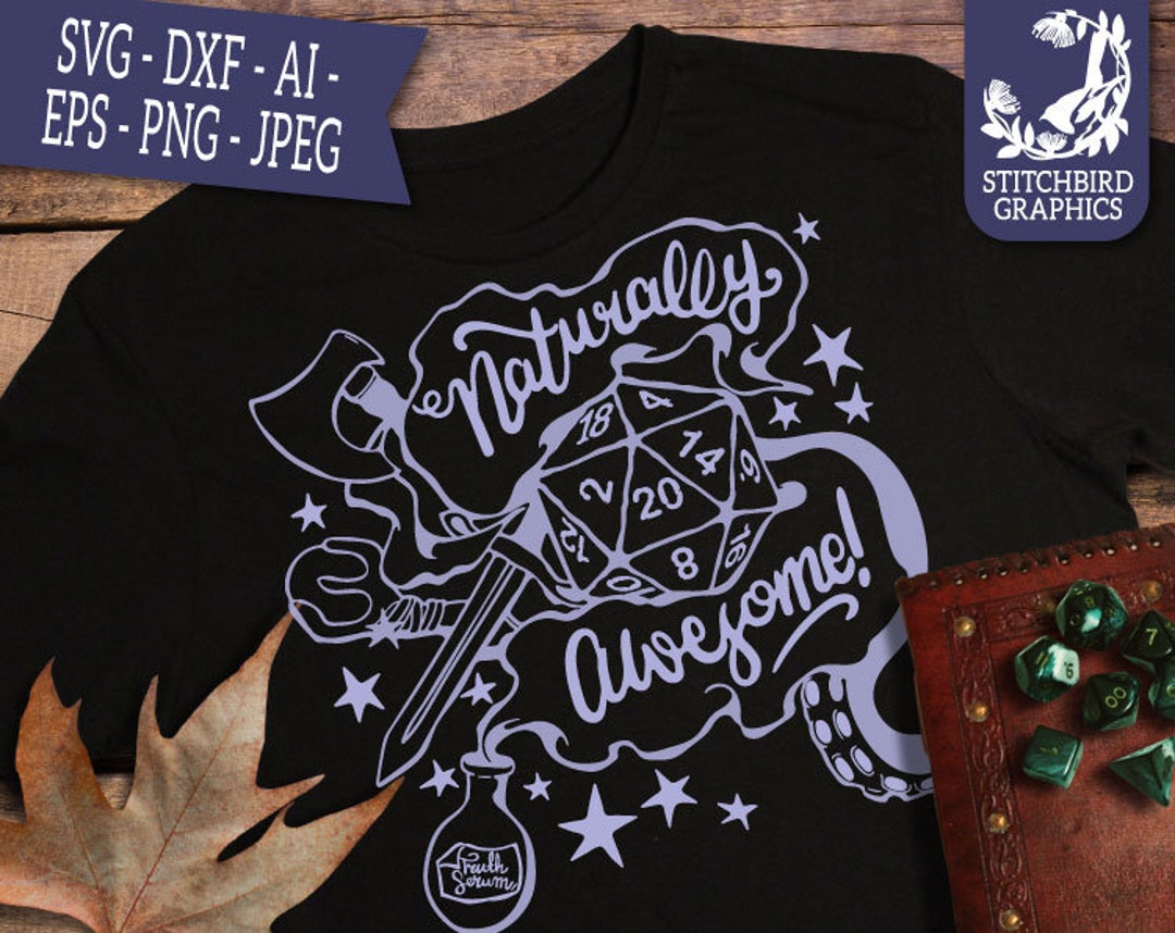 Naturally Awesome D20 SVG DXF Instant Download Stitchbird - Etsy