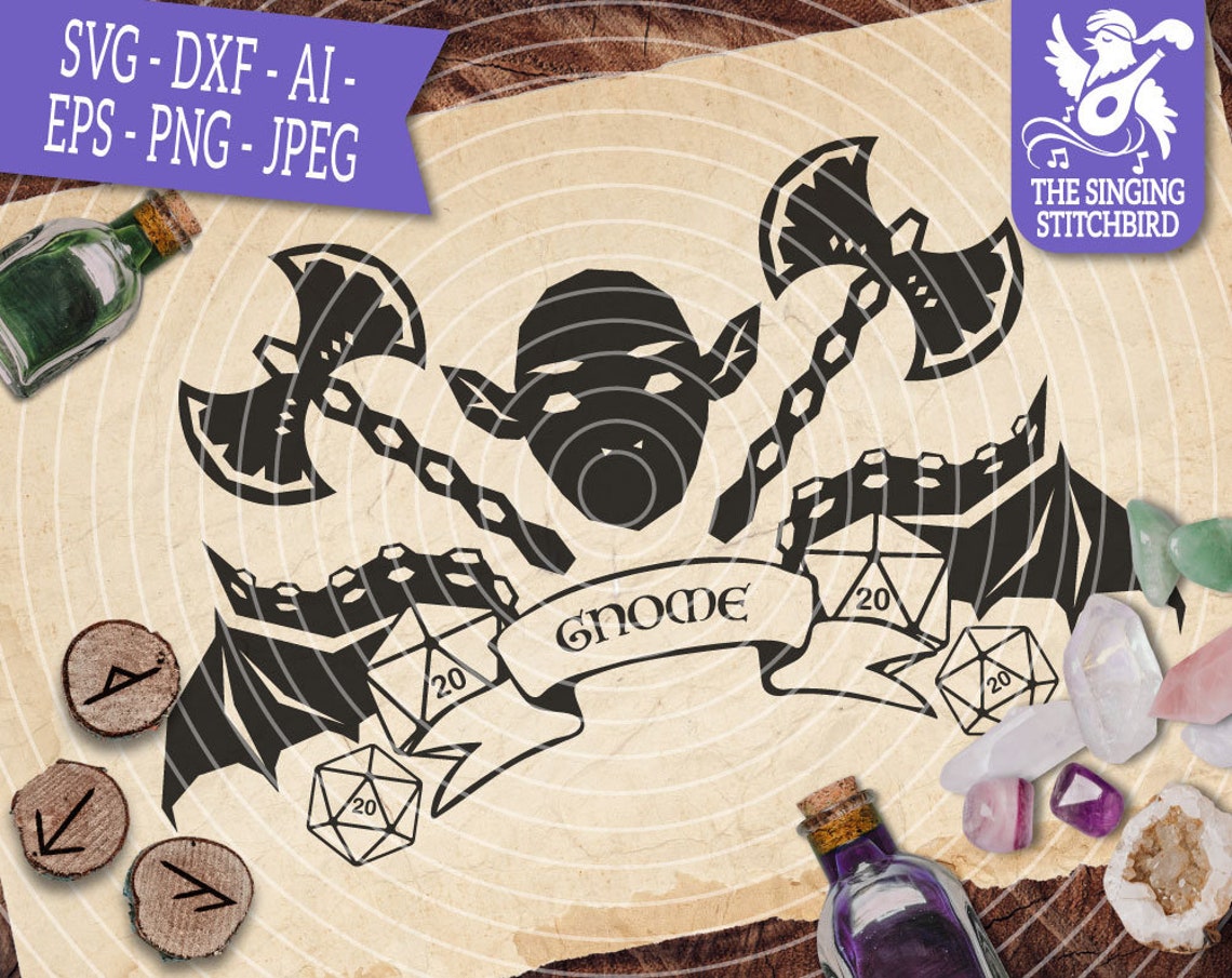 Gnome Emblem 2 SVG, Dungeons and Dragons Commercial Use, Silhouette SVG ...