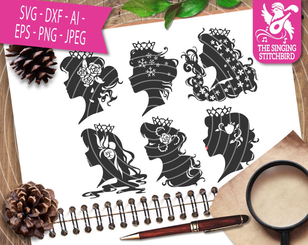 Princesses SVG DXF, Instant Download, Stitchbird Graphics Commercial ...
