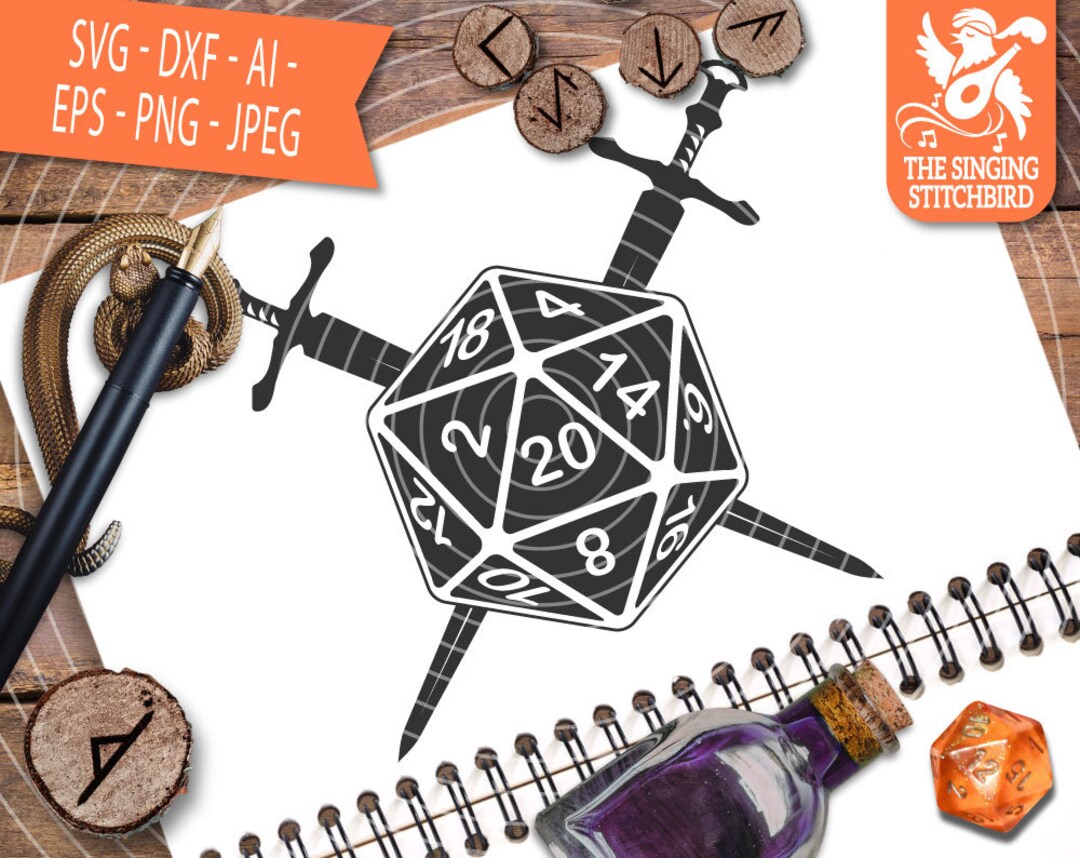 D20 - Swords - Black SVG, Dungeons and Dragons Commercial Use ...