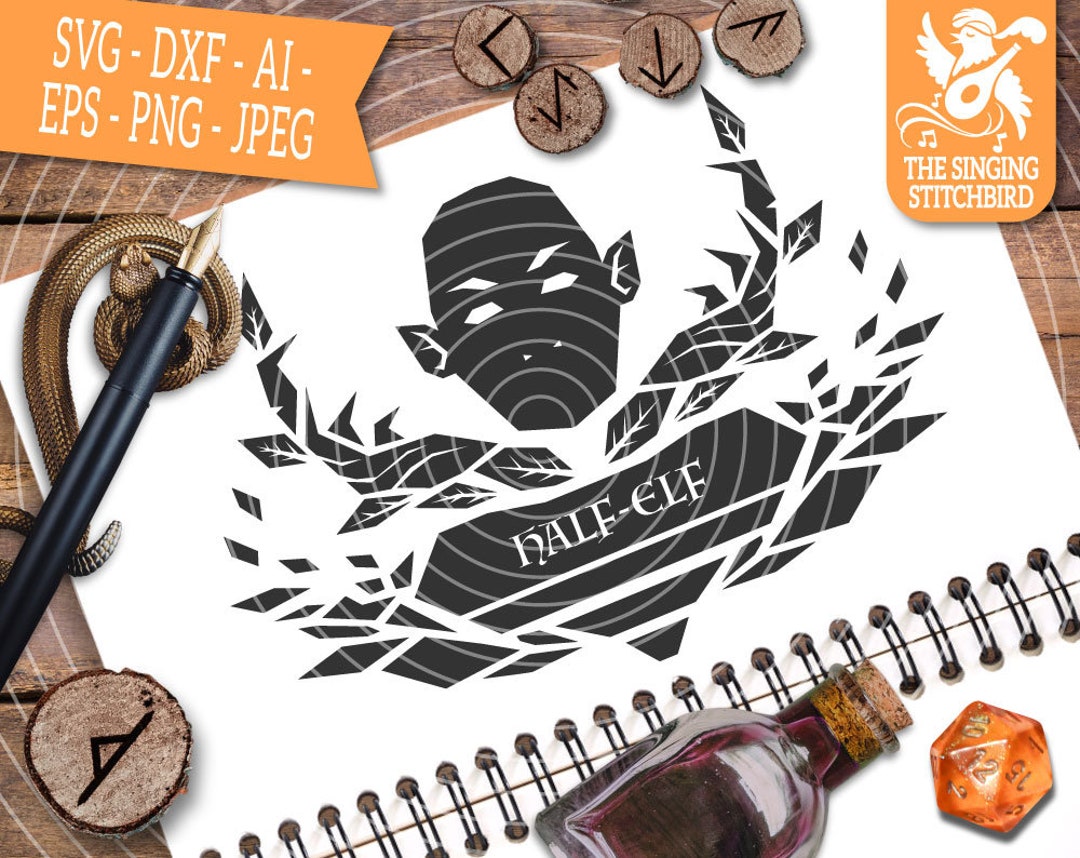 Half-elf Emblem 1 SVG, Dungeons and Dragons Commercial Use, Silhouette ...