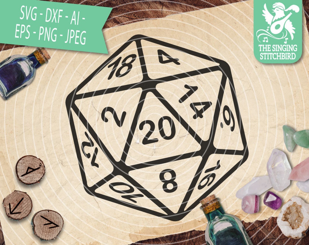 D20 (20) White SVG, Dungeons and Dragons Commercial Use, Silhouette SVG ...