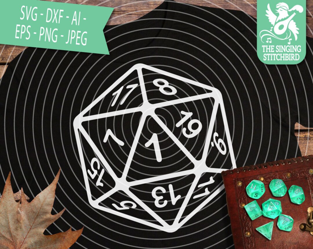 D20 (1) White SVG DXF, Instant Download, Stitchbird Graphics ...