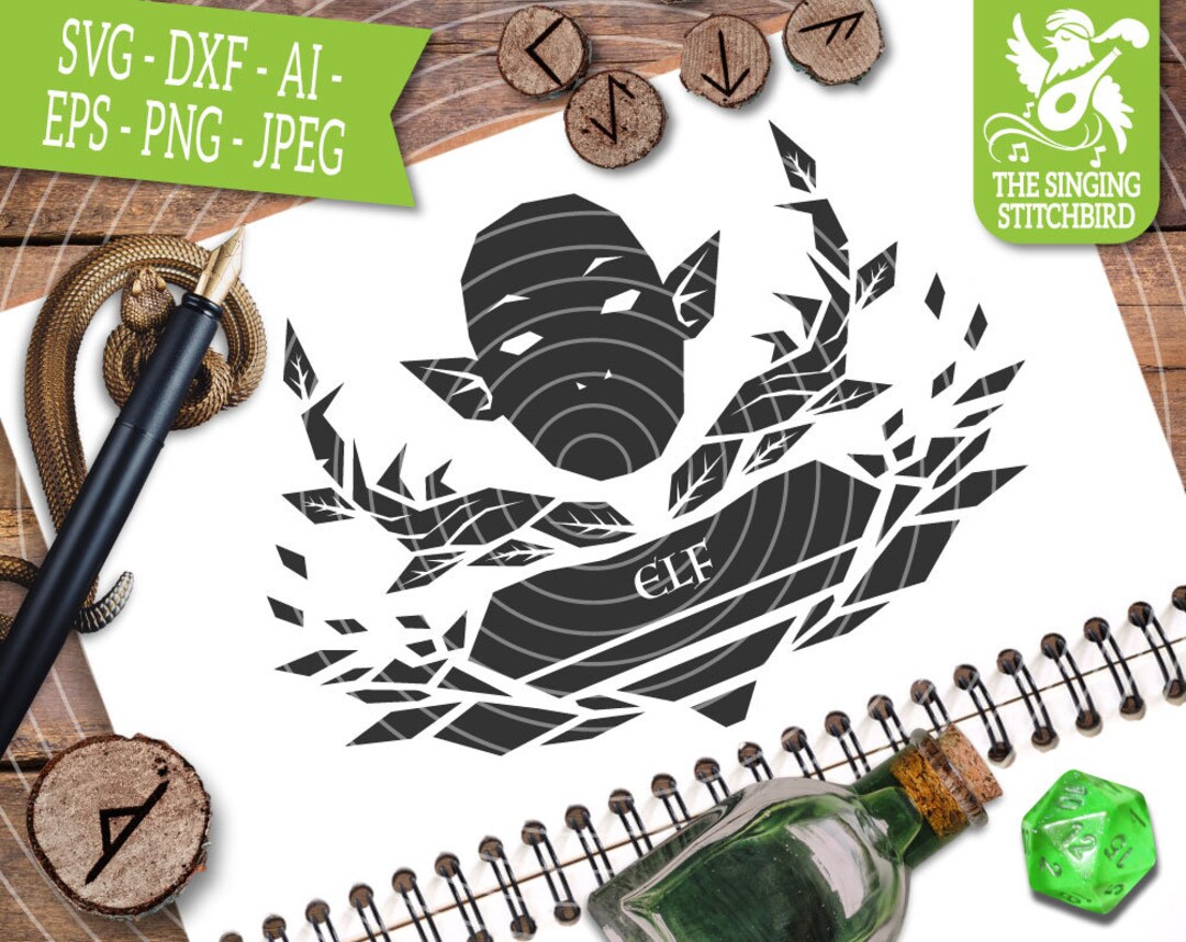 Elf Emblem 1 SVG, Dungeons and Dragons Commercial Use, Silhouette SVG ...
