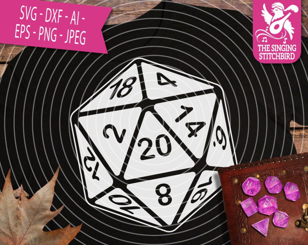 D20 (20) Black SVG, Dungeons and Dragons Instant Download, Commercial ...