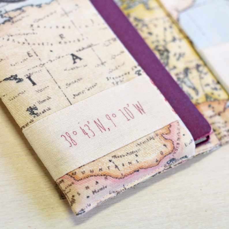 Passport Cover World Map With Dark Red Closure - Etsy