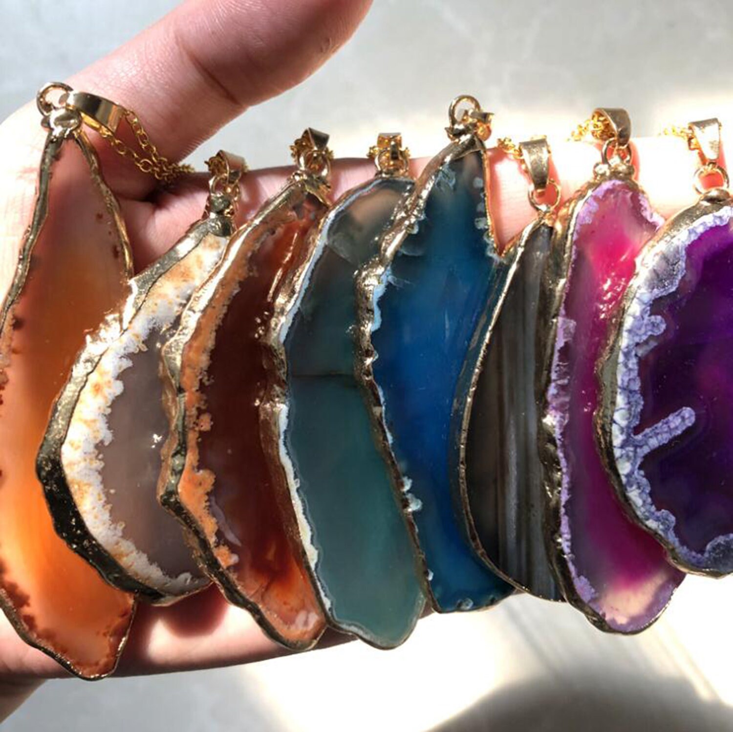 2 Pcs Mixed Agate Pendant for Necklace Making,women Natural Stones,real ...