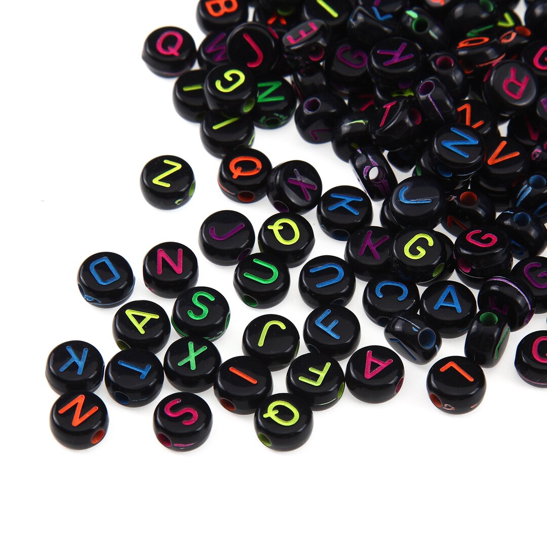 Black Letter Beads,7 MM Alphabet Letter Bead,acrylic Name Beads,abc ...