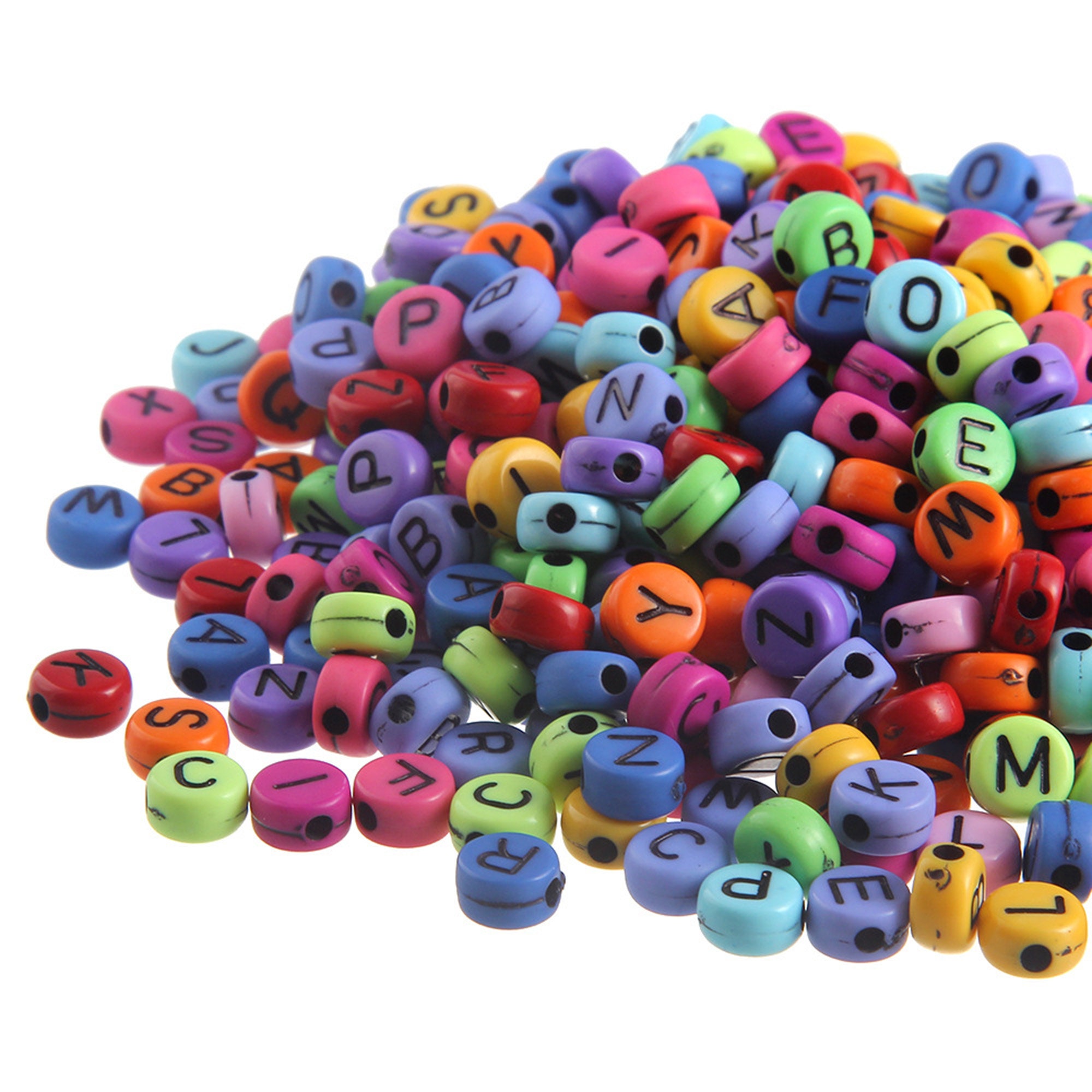 Letter Beads Colorful Alphabet Beads Mixed Acrylic English ABC Bead ...
