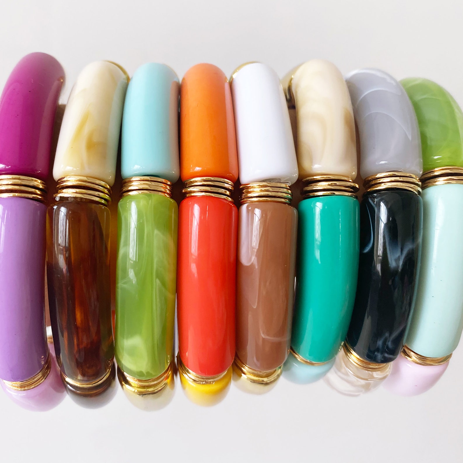 Acrylic Tube Bracelet Stack/ Tube Bead Bracelet/ Stack Bracelets ...