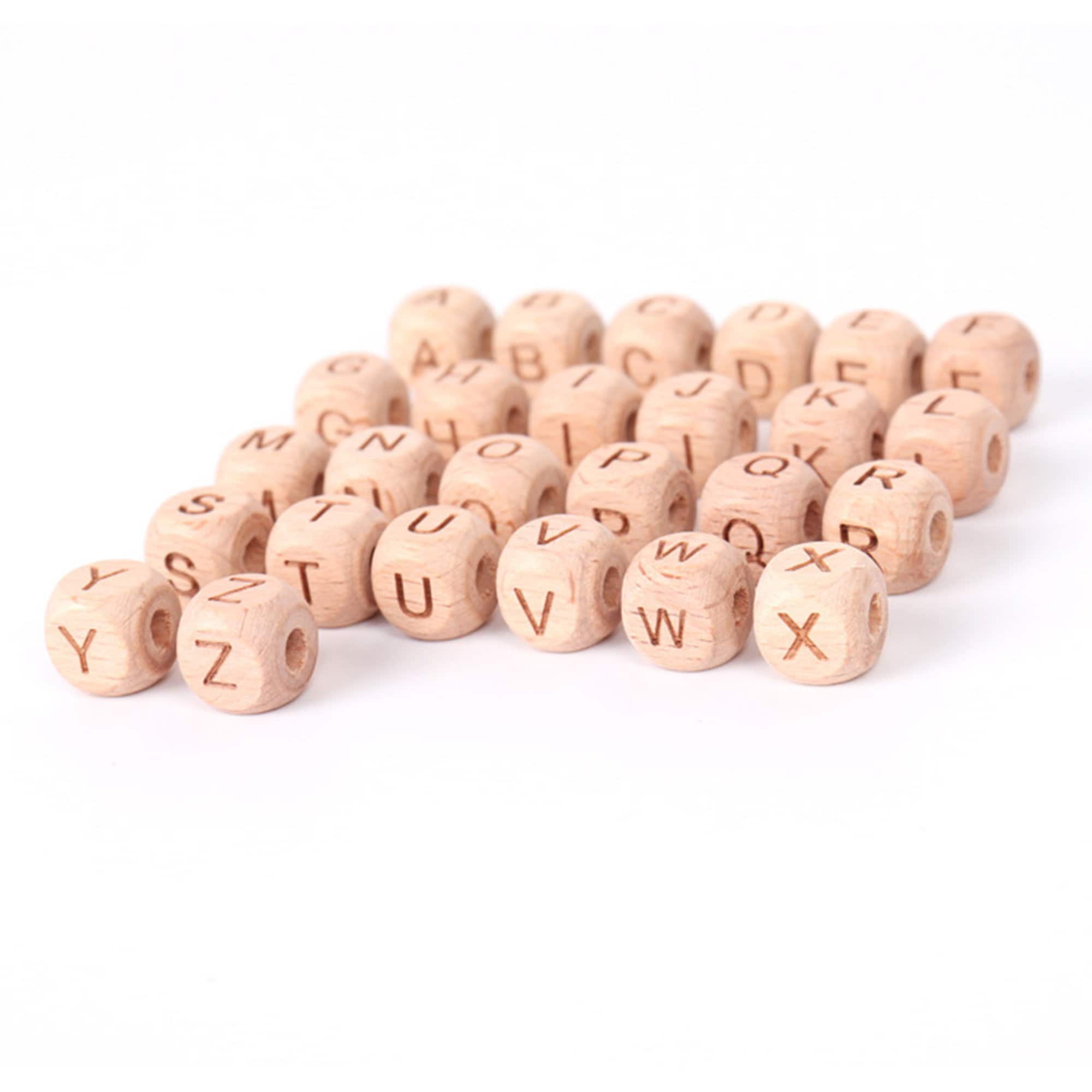 26 Pcs Letter Beads Wood Alphabet Letter Beads, English Alphabet Beads ...