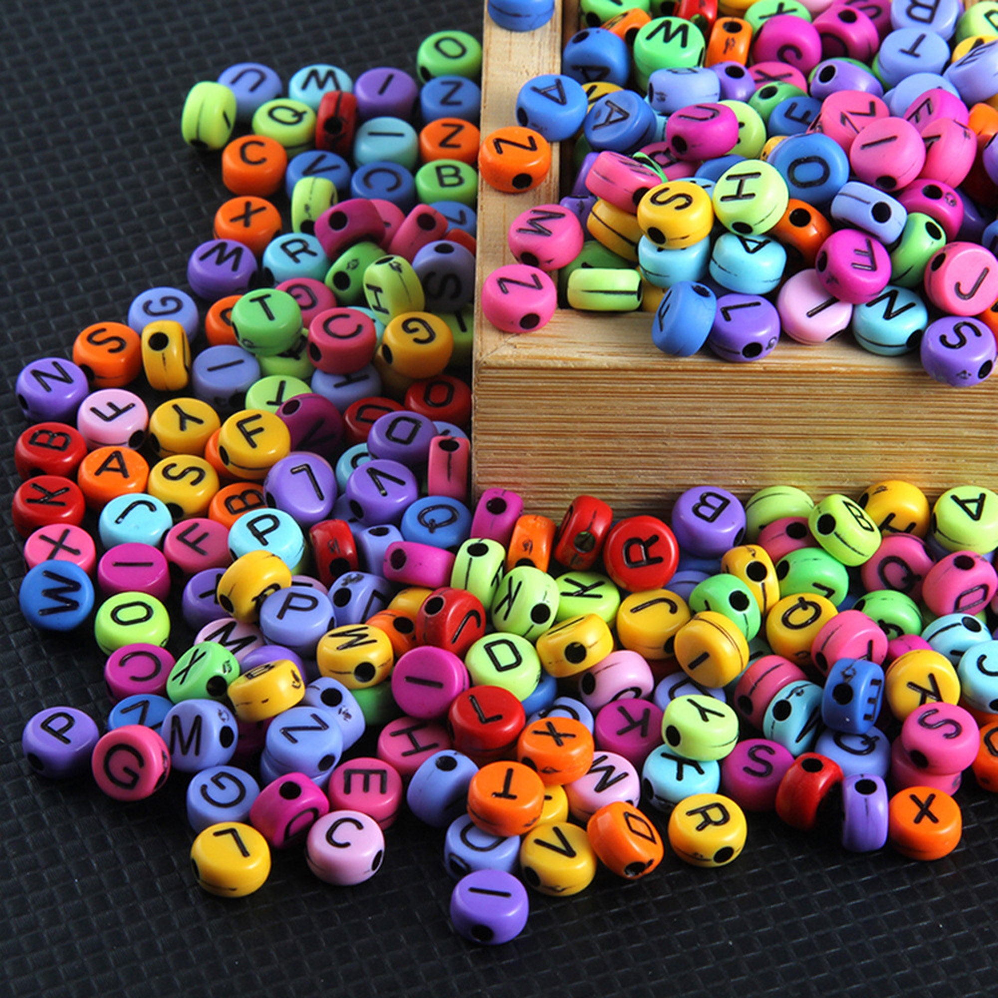 Letter Beads Colorful Alphabet Beads Mixed Acrylic English ABC Bead ...