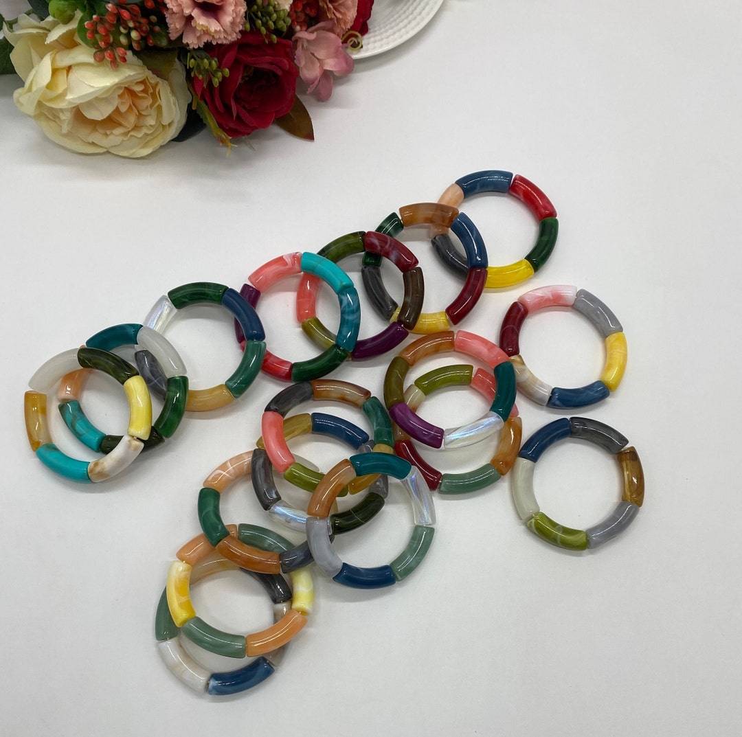 Acrylic Bracelet , Acrylic Tube Beads Bangle, Stackable Stretch ...