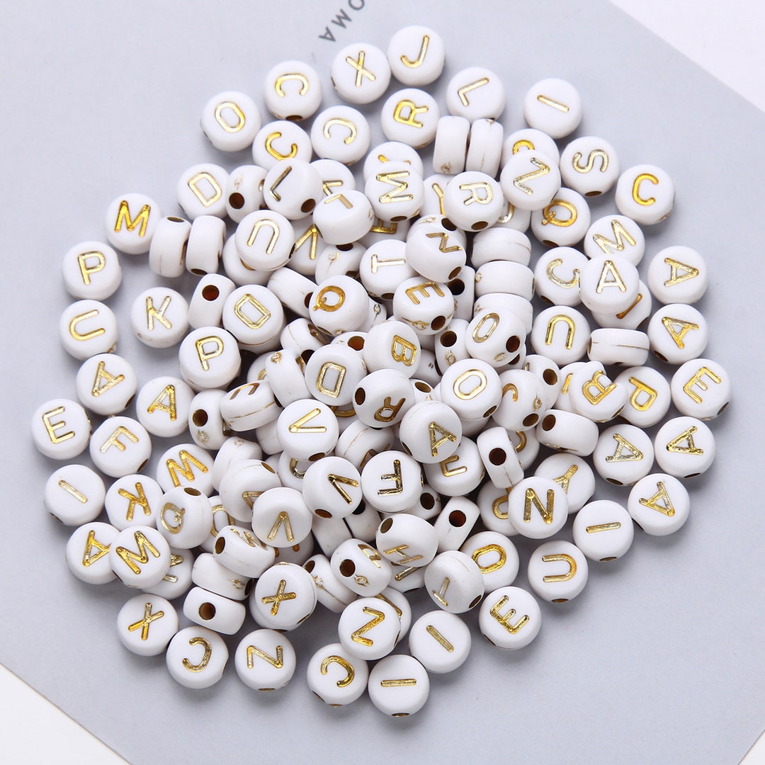 White Gold Letter Beads, 100 Pcs Mixed Name Beads,silver English ...