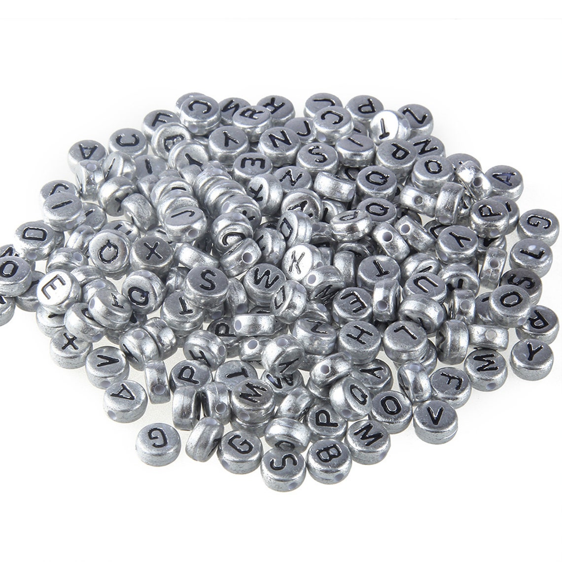 Gold Letter Beads Silver Alphabet Beads Mixed Acrylic English 7 Mm Bead ...