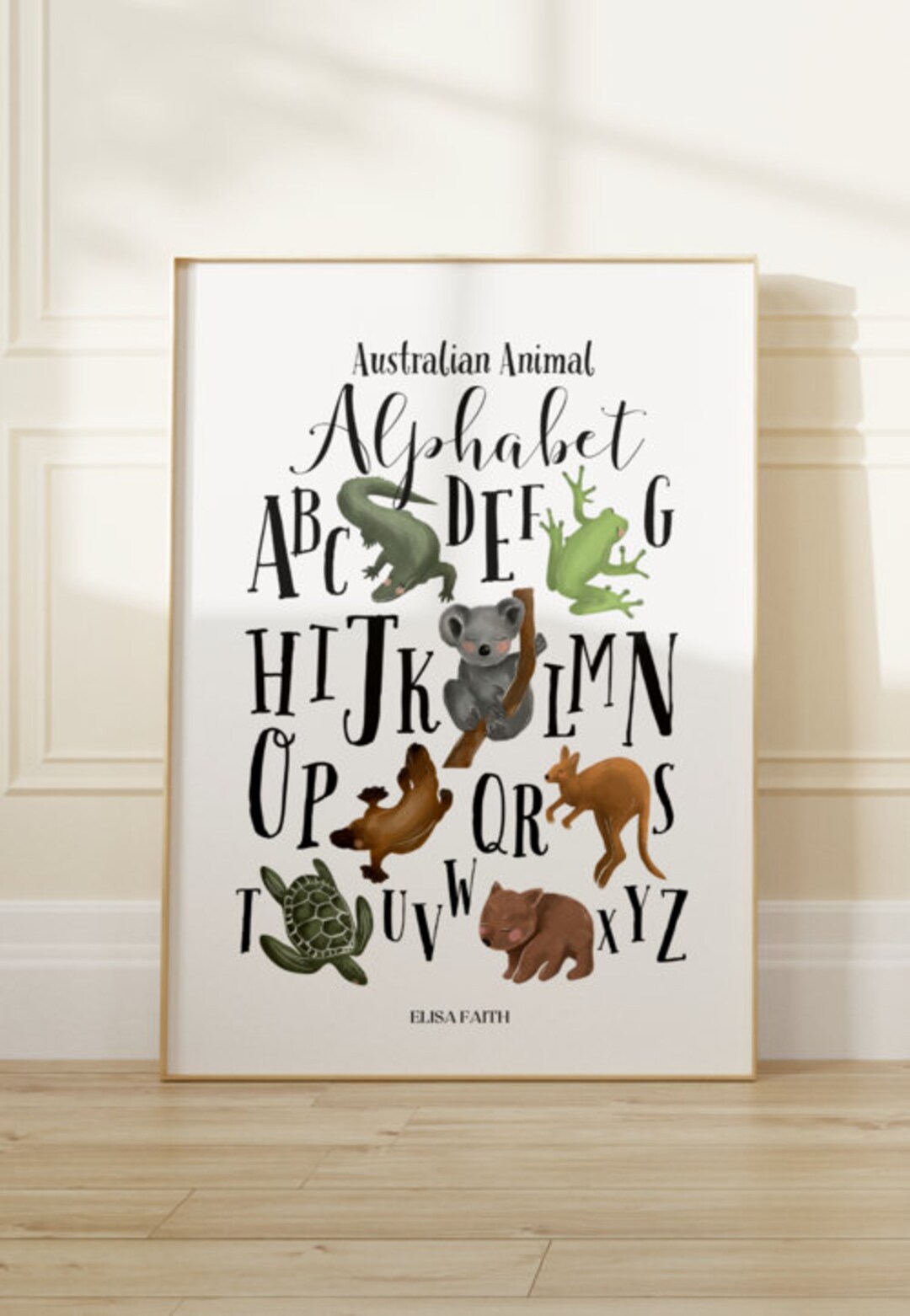 Aussie Animal Alphabet Kids Learning Poster Nursery Prints Printed ...
