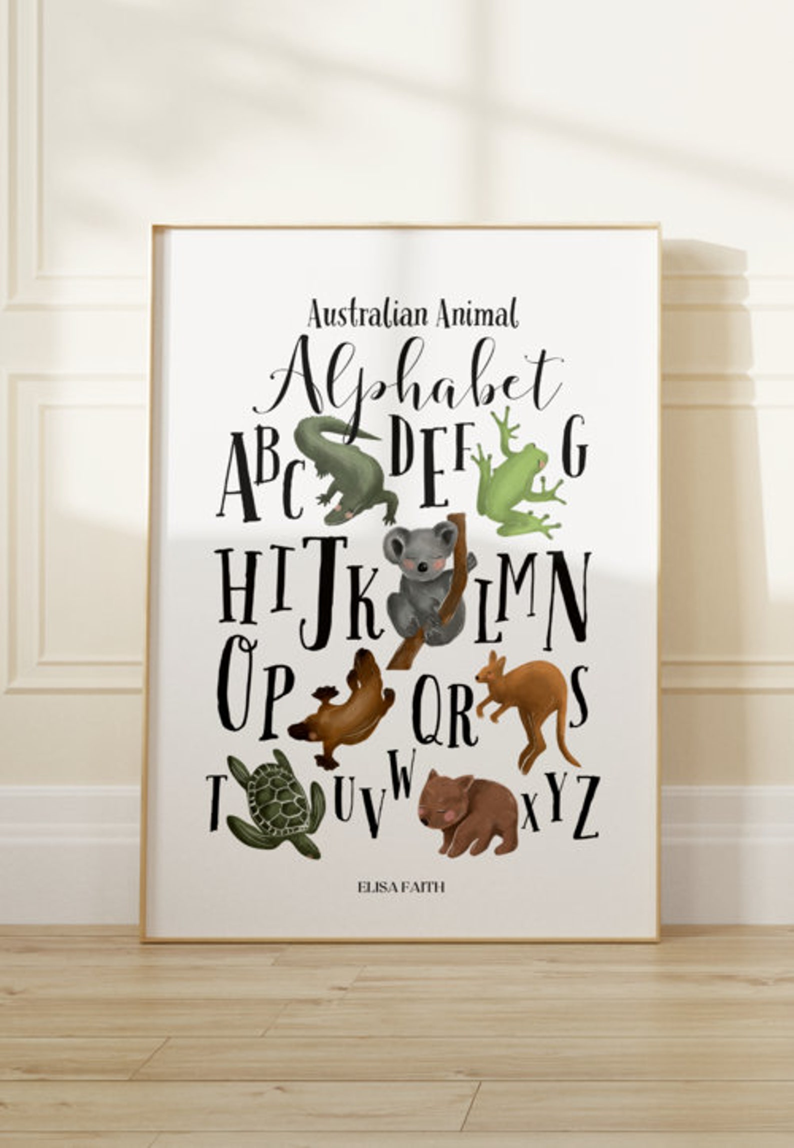 Aussie Animal Alphabet Kids Learning Poster Nursery Prints Printed ...