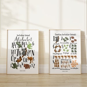 Aussie Animal Alphabet Kids Learning Poster Nursery Prints Printed ...