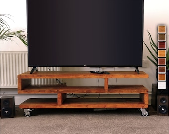 Chunky Rustic TV Stand zig zag TV console Handmade gift
