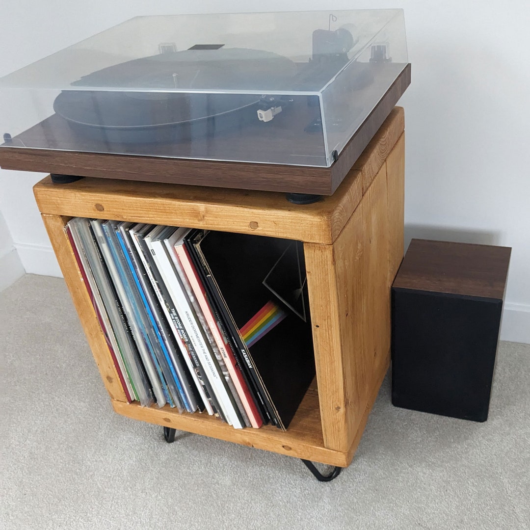 Vinyl Record Storage Record Storage Cube Bed Side Table Handmade Wooden ...