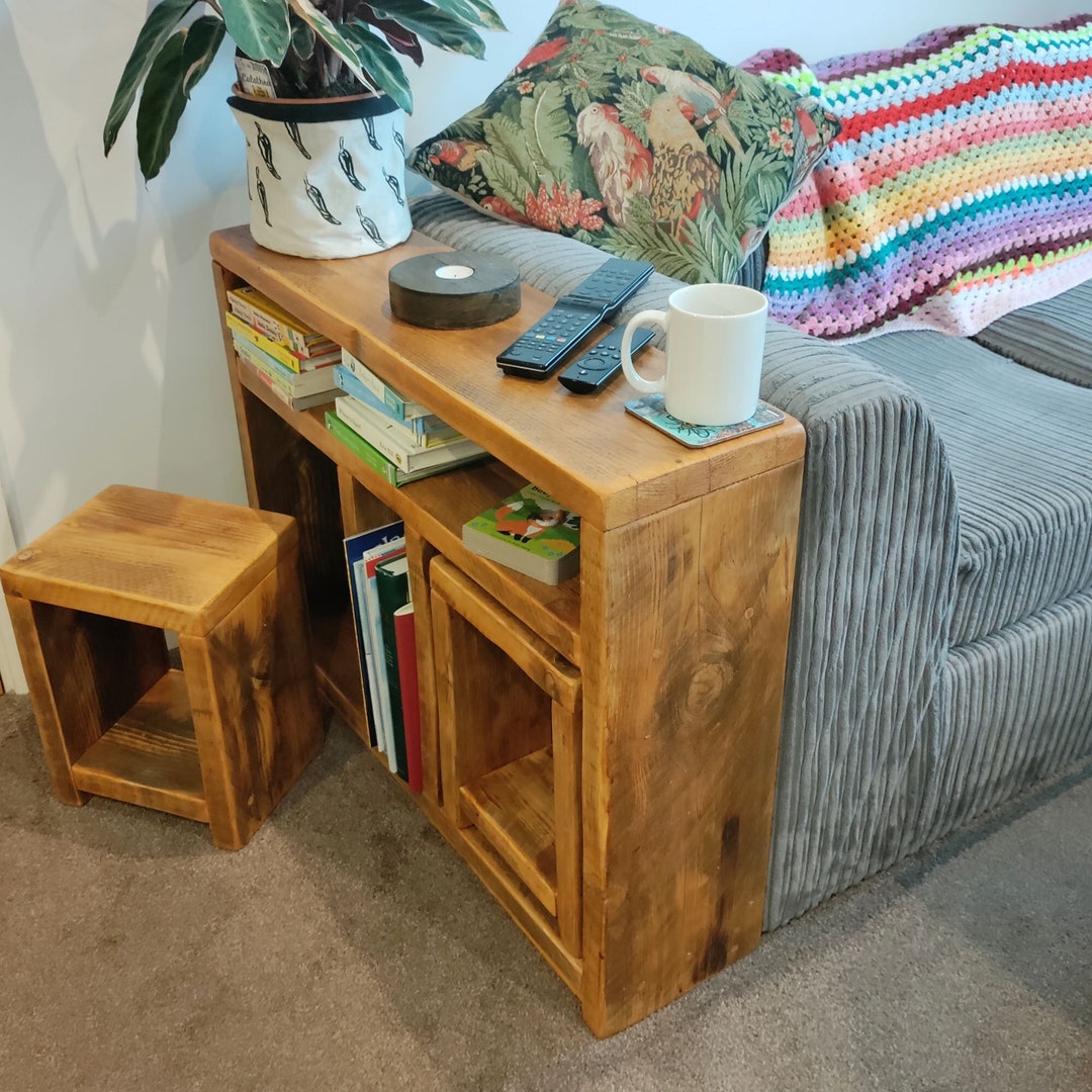 Customisable Sofa Side Table With Nesting Stools Customisable Wooden ...
