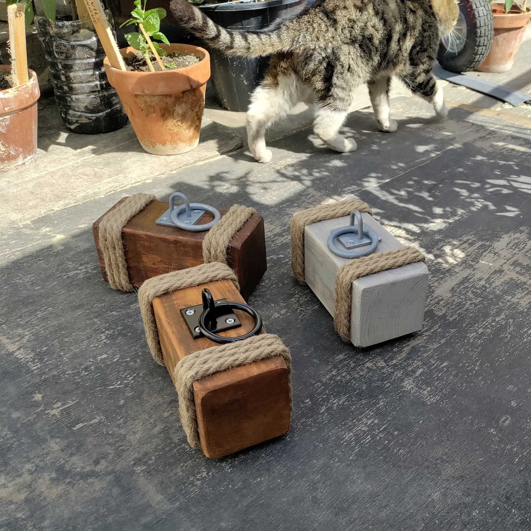 Rustic Wooden Doorstop: Nautical Rope & Steel Handle Door Weight - Etsy