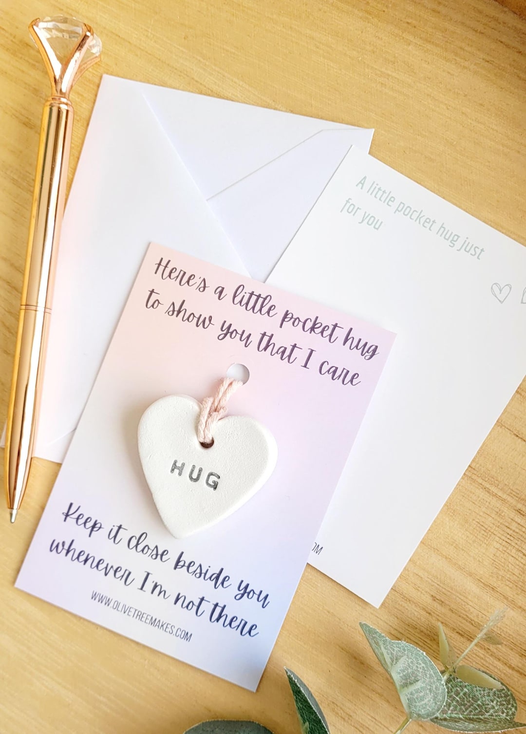 Here's A Little Pocket Hug, Clay Heart, Friendship Keepsake Wish, Miss ...