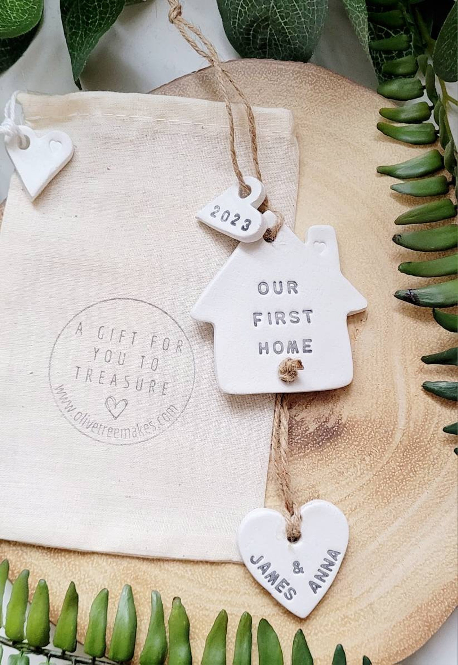 Personalised Our First Home Gift Our Happy Place Hanging Clay - Etsy UK