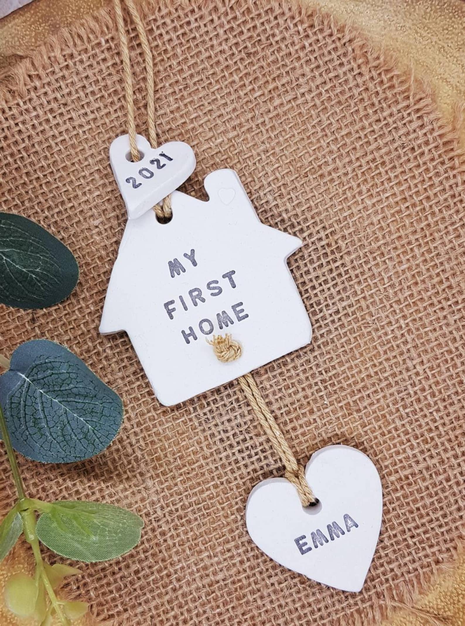 My First Home Personalised Gift, My Happy Place 2025 Hanging Clay ...