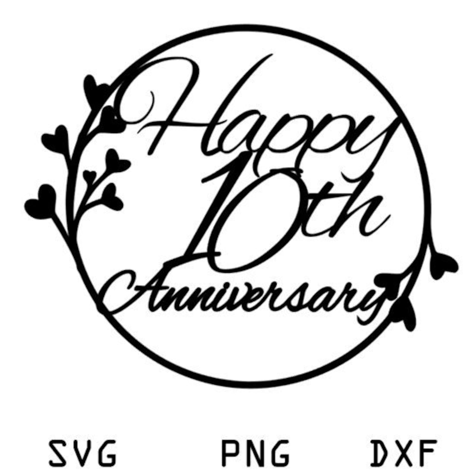Wedding Frame, Wedding Deco, Happy 10th Anniversary Frame in SVG, Paper ...