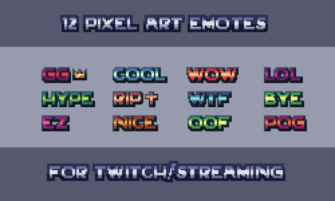 Twitch Emotes - Pixel Art Text Emotes - Used for Twitch/streaming ...