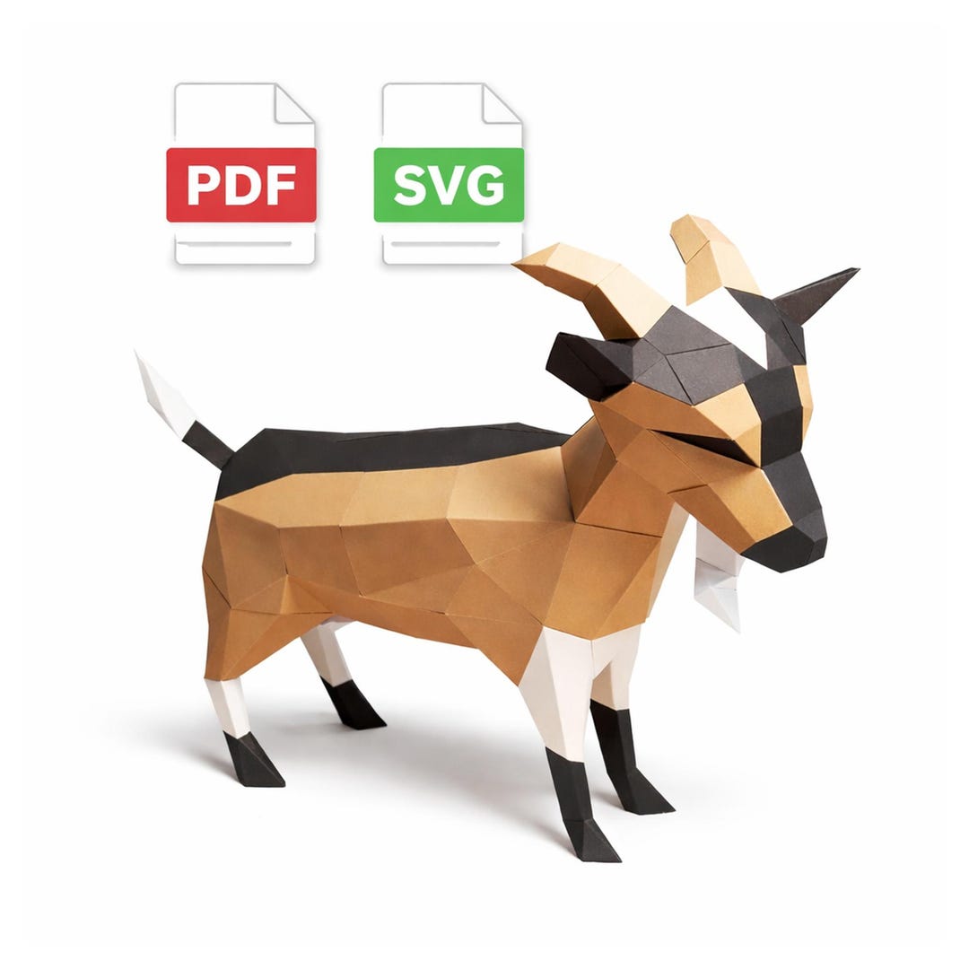 Low Poly Goat Male Papercraft, 3D Paper Goat Model (digital Download ...