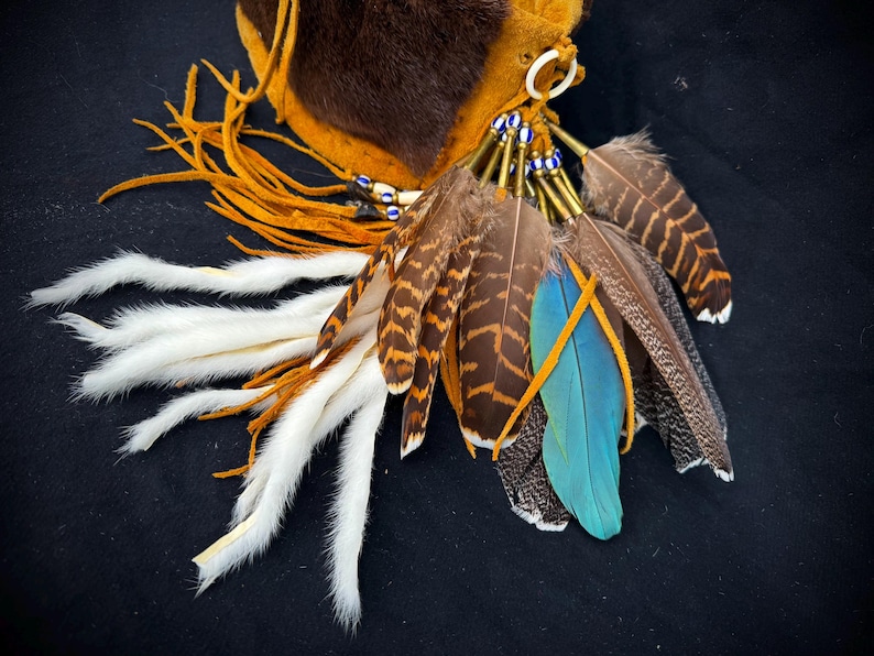 Old Style Plains Indian Fur Turban | Ceremonial Headdress | Feather ...