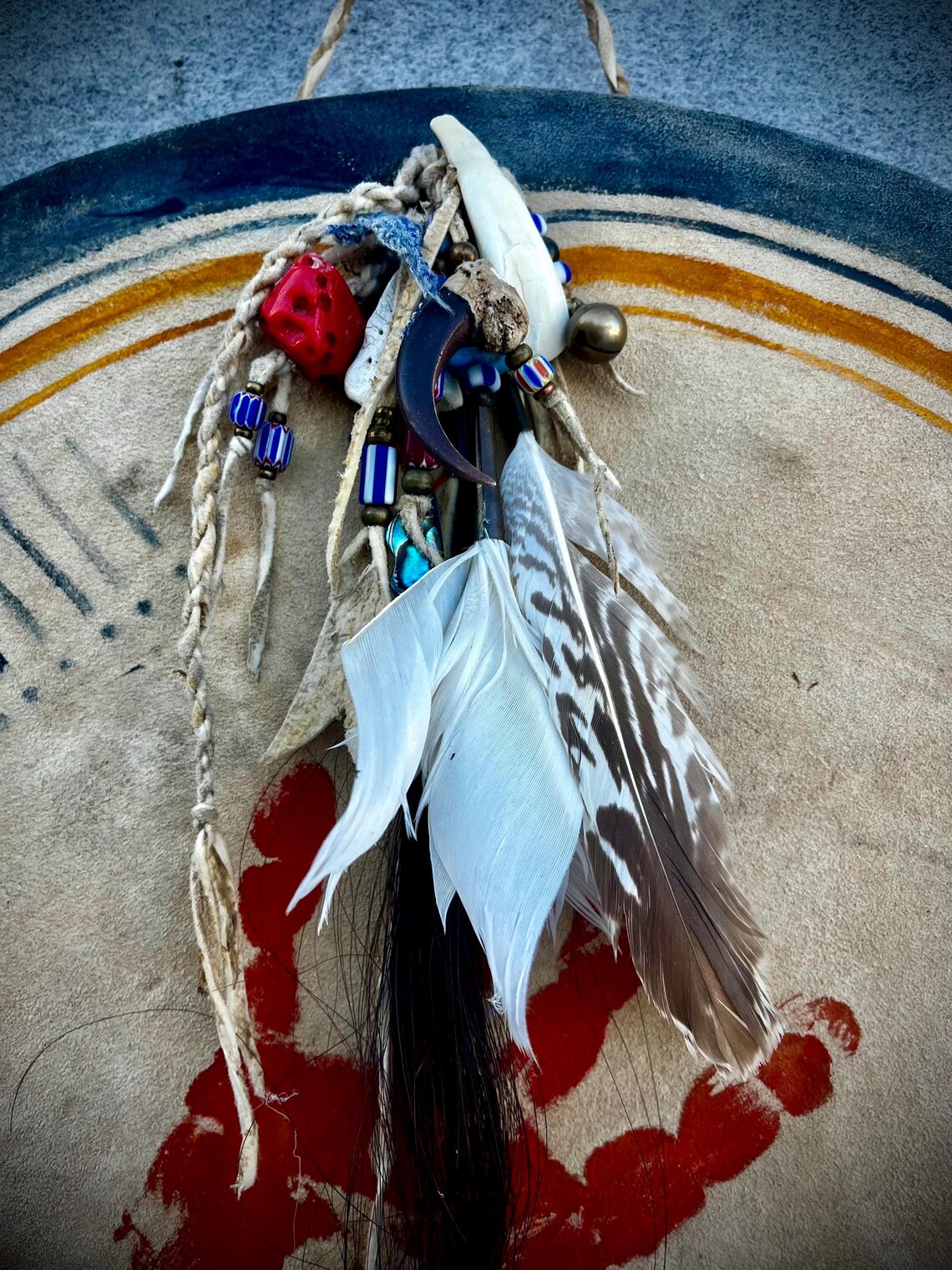 Handcrafted Plains Indian Style Shield – Rawhide, Beads & Feathers ...