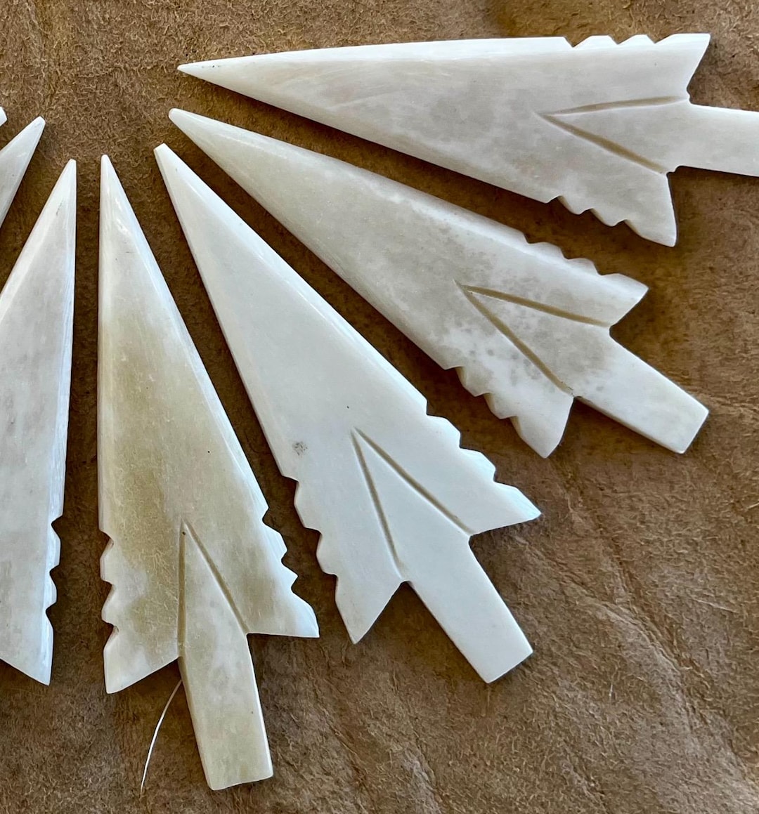 Handmade Buffalo Bone Arrowheads, Native American Style Regalia (set of ...