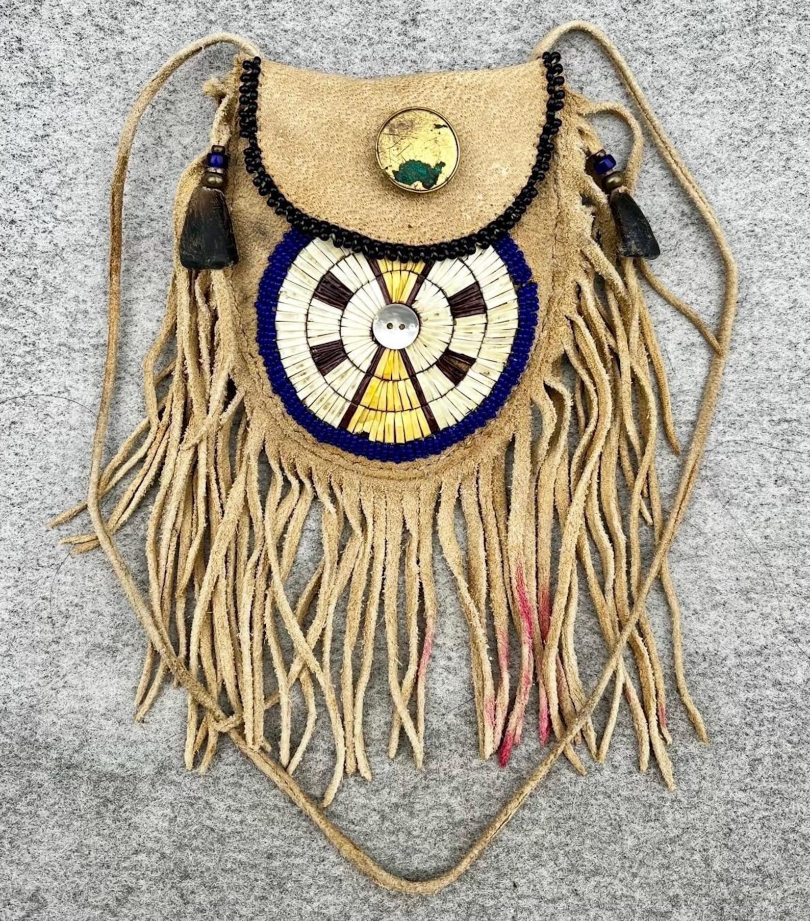 Plains Indian Style Strike a Light Bag - Quillwork & Brain-tanned Deer ...
