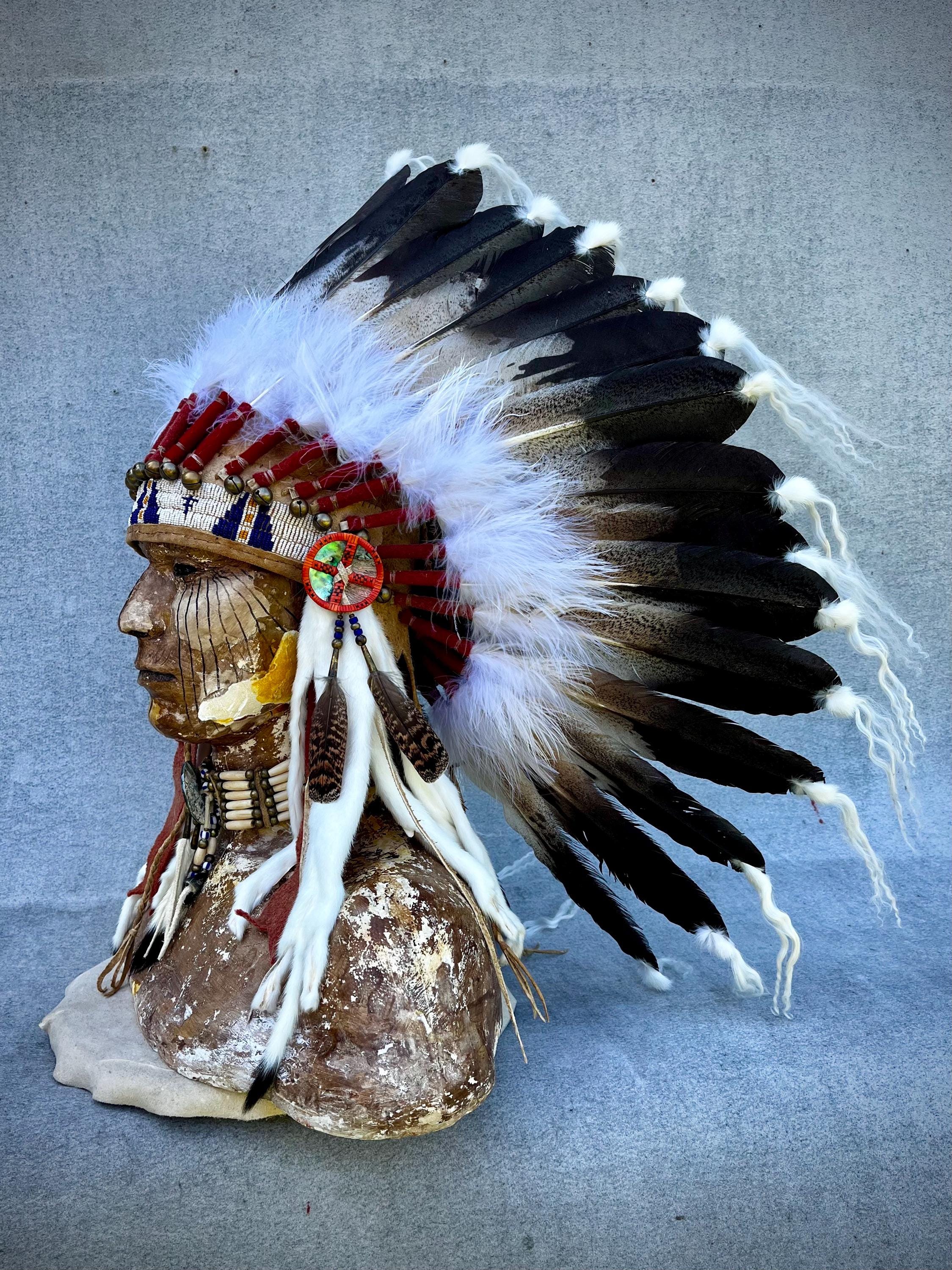 War Bonnet Plains Indian Style | Handmade Feather Headdress | Powwow ...