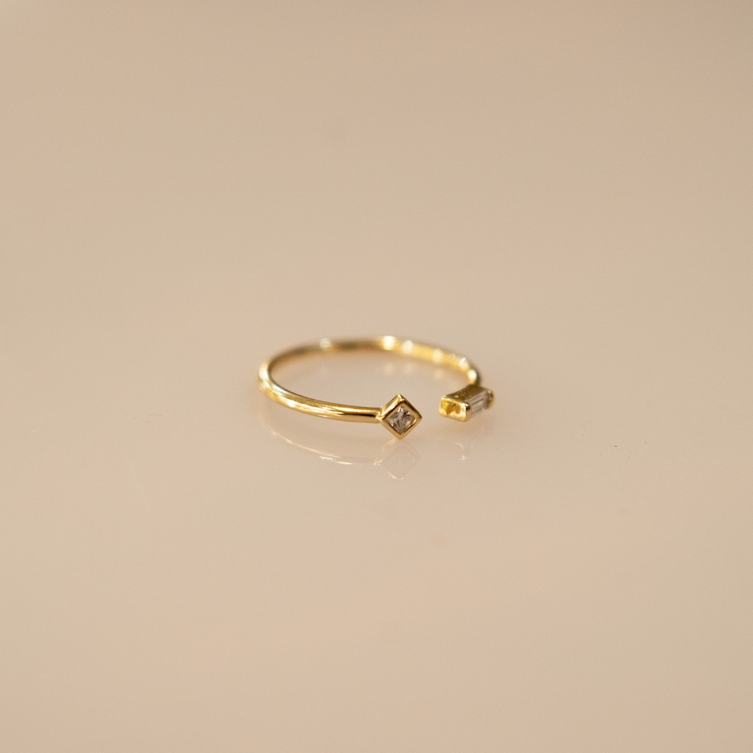 Dazzling Baguette Adjustable Open-end Ring - 18K Gold Vermeil Minimalist Elegance - Etsy