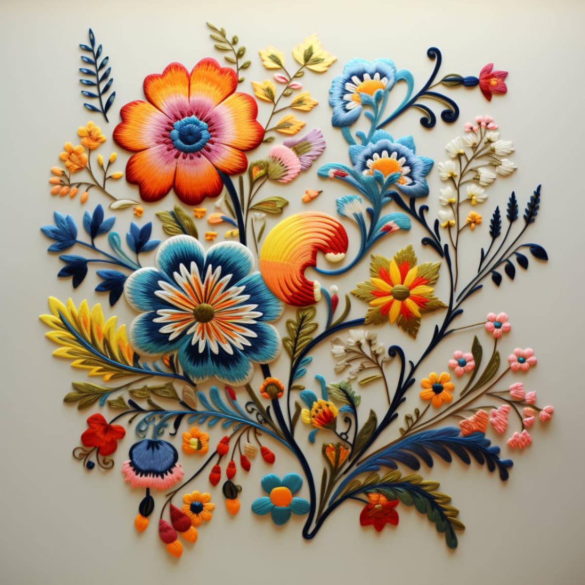 Bohemian Bliss Digital Embroidery Art Prints Set - Nature-inspired ...