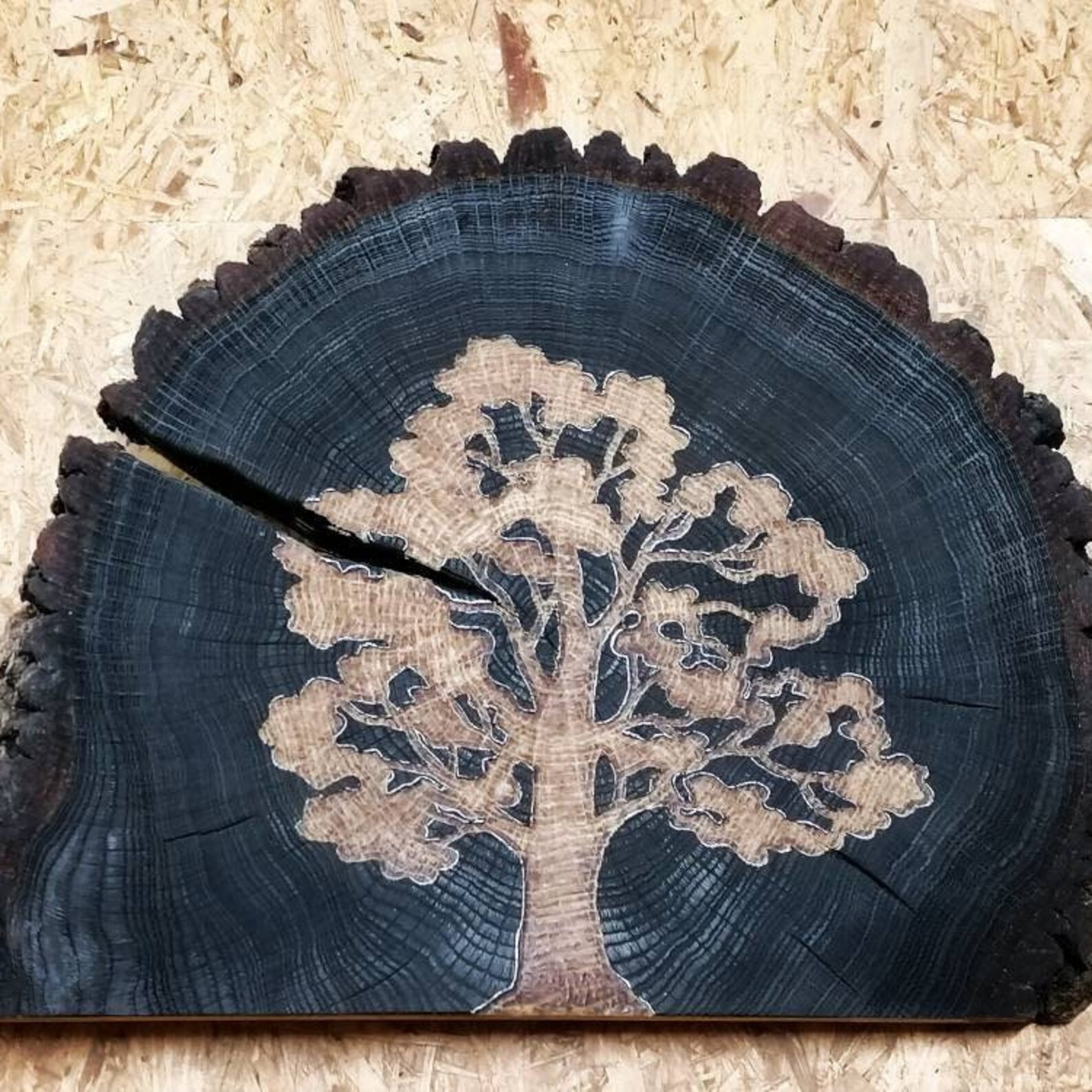 Oak on Oak Tree Ring Print Download, Printable Tree Ring Print, Woodcut ...