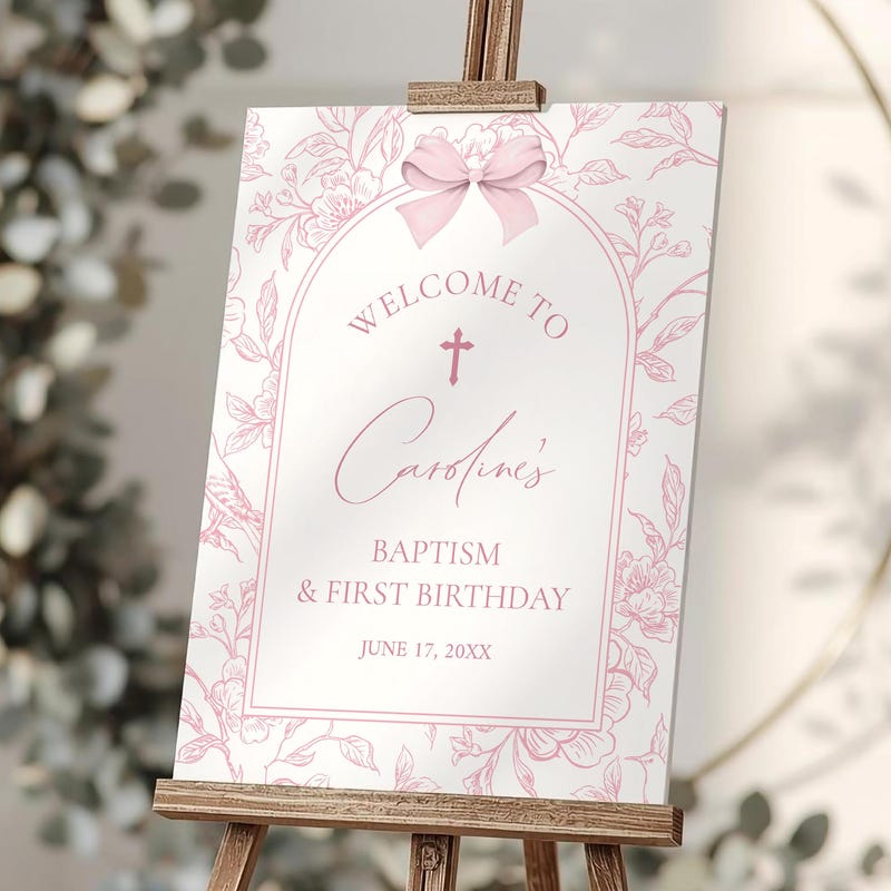 Pink Floral Baptism Sign - Etsy UK