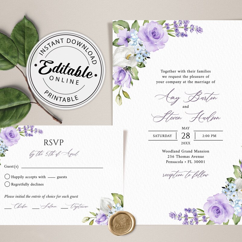 Lavender Invitations - Etsy