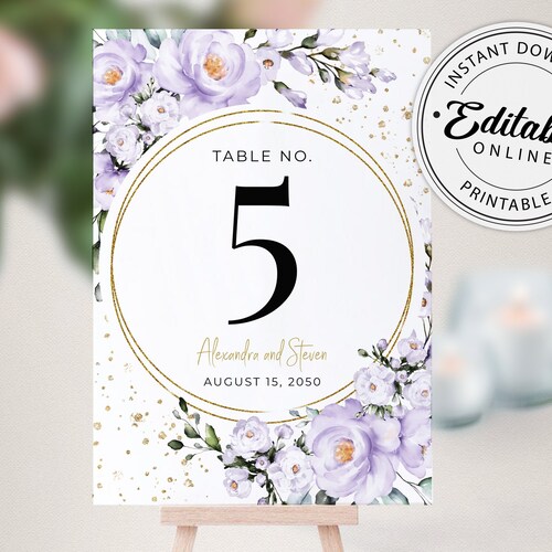 Light Pink Wedding Table Numbers Template Floral Table - Etsy