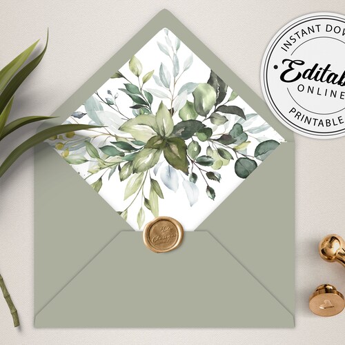 Printable A7 Envelope Liner Template With Botanical Greenery - Etsy