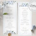 Blue Wedding Program Template, Printable Floral Wedding Program ...